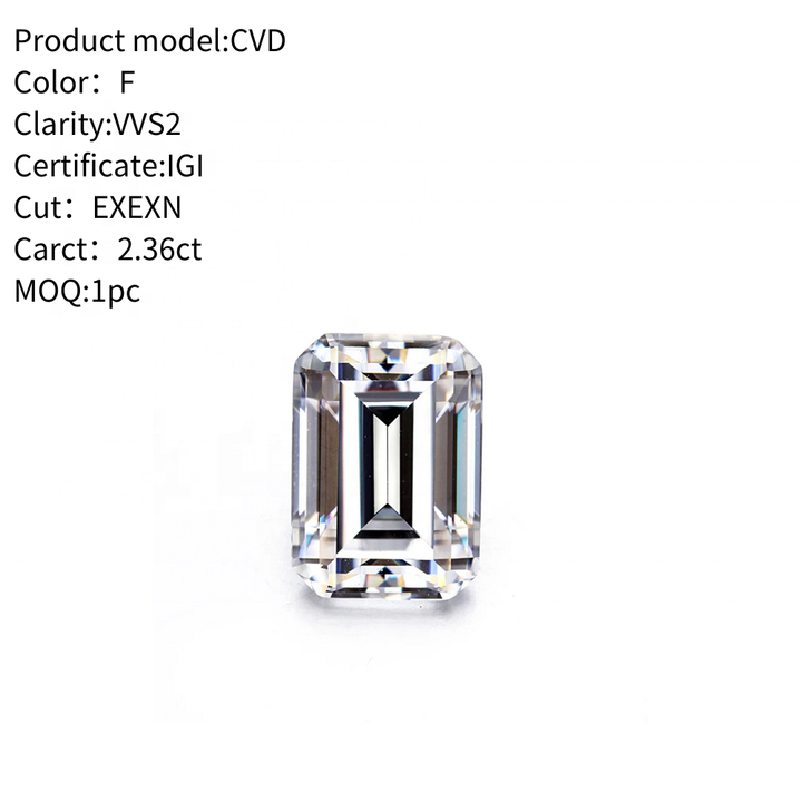 IGI 1CT 2CT 3Ct 4CT 5CT VS1 Emerald Cut Lab Grown Diamond HPHT CVD Synthetic Diamond Fancy Shape ...