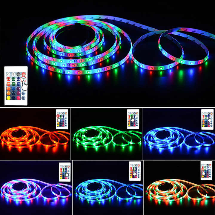 DC12V RGB Flexible LED Strip Light 5050 Indoor IP20 SMD5050 LED Ribbon Tape with Remote Control ...