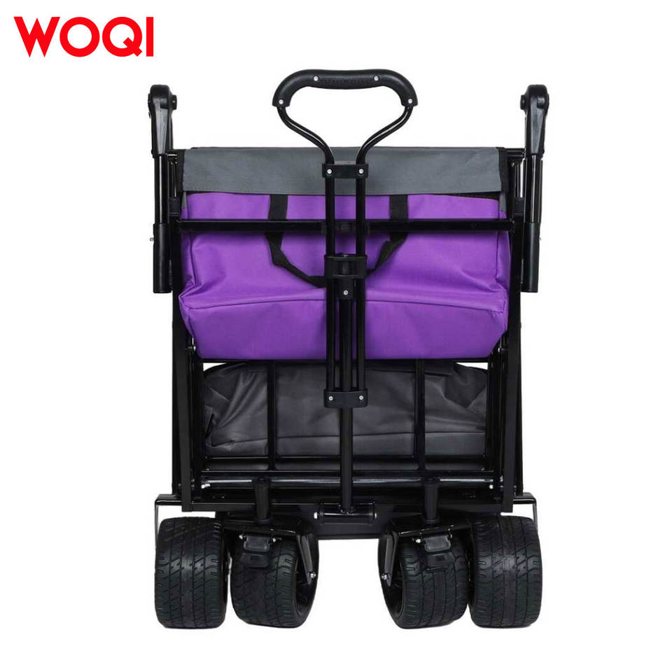 WOQI Collapsible Folding Iron Wagon Cart Removable Canopy Heavy Duty ...