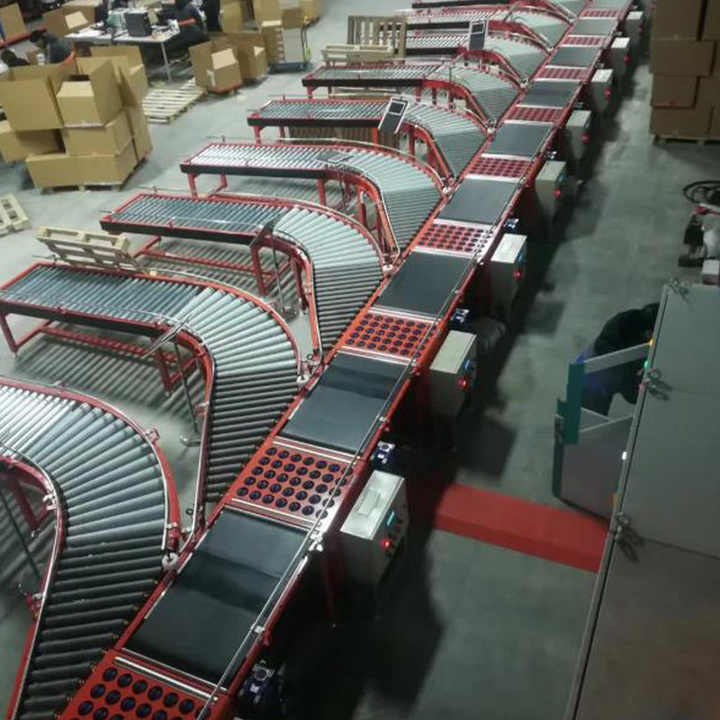 Parcel Sorting Conveyor With QR Scanner Intelligent Logistics Warehouse ...