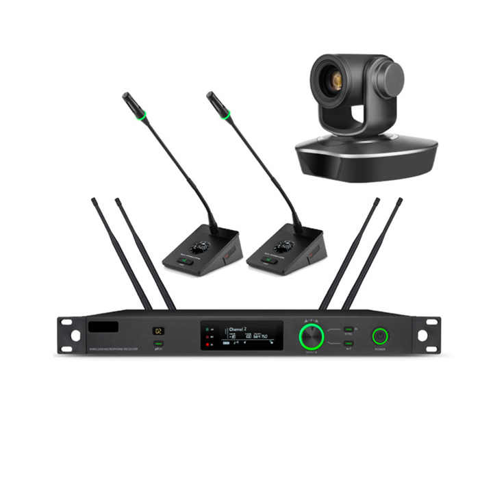 291 UHF 2-Channel Wireless Desktop Microphone System Handheld Goose ...