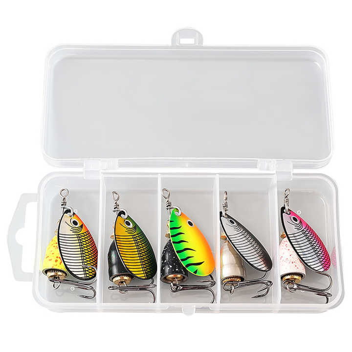 DN 5pcs/box 10g Spoon Spinner Fishing Lure Metal Inline Spinning Bait ...