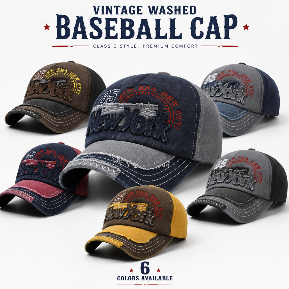 Custom Wholesale Vintage Washed Baseball Cap New York 3D Embroidered ...