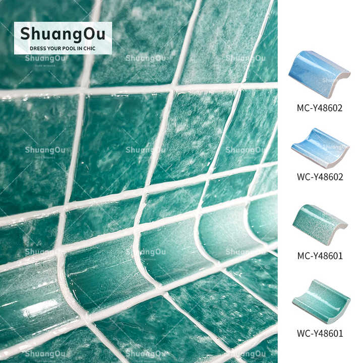 White Wall Trim Corner Edge Curved Art Tiles for Pools