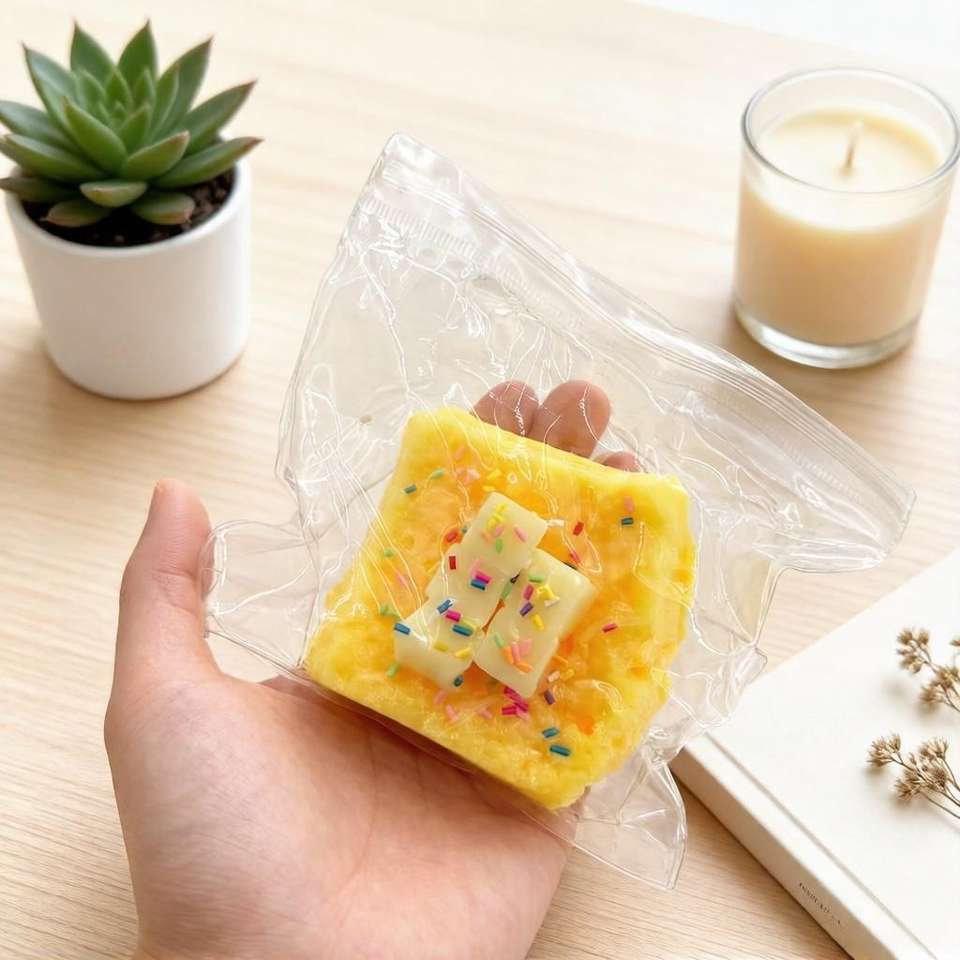 TPR Double Layer Coconut Toast Squishy Soft Gel Anti-Stress Anxiety ...