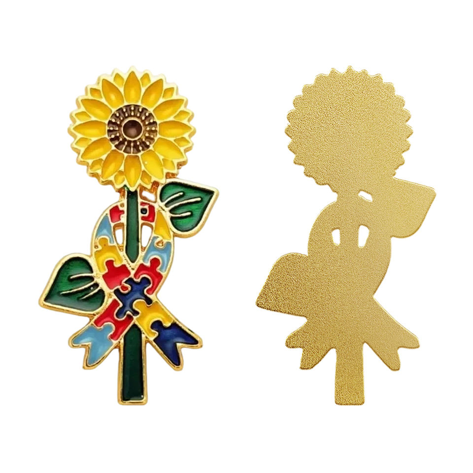 Factory Supply Autism Acceptance Metal Badge Colorful Puzzle Ribbon ...