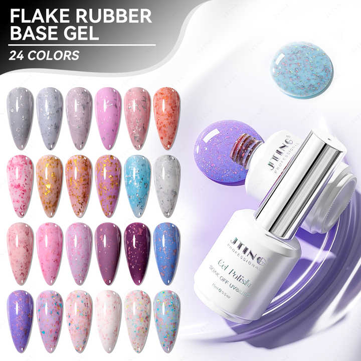 JTING Top Quality Viscosity Flake Rubber Base Gel Polish Collection 24Colors UnIque Glitter ...