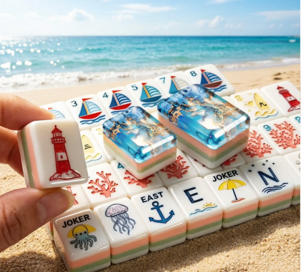 Creative Liquid Sand Mahjong Tiles Unique Underwater World Design with ...