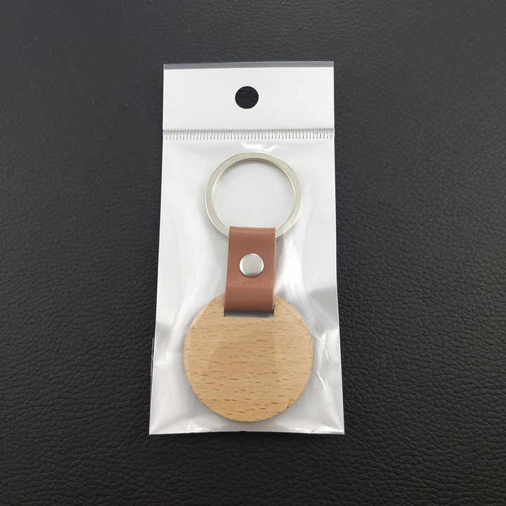 Custom Engraved Logo Leather Wooden Keychains Men Fashion Brown ...
