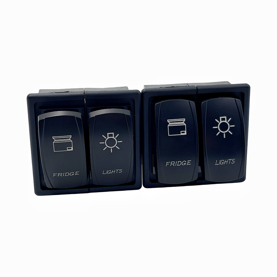 2 Gang Dual Rocker Switch Blue LED FRIDGE LIGHTS for RV Marine Car ...