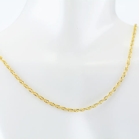 9k Real Gold Plated Rope Chain 2mm Men Chain Necklace Women Chains 16 ...