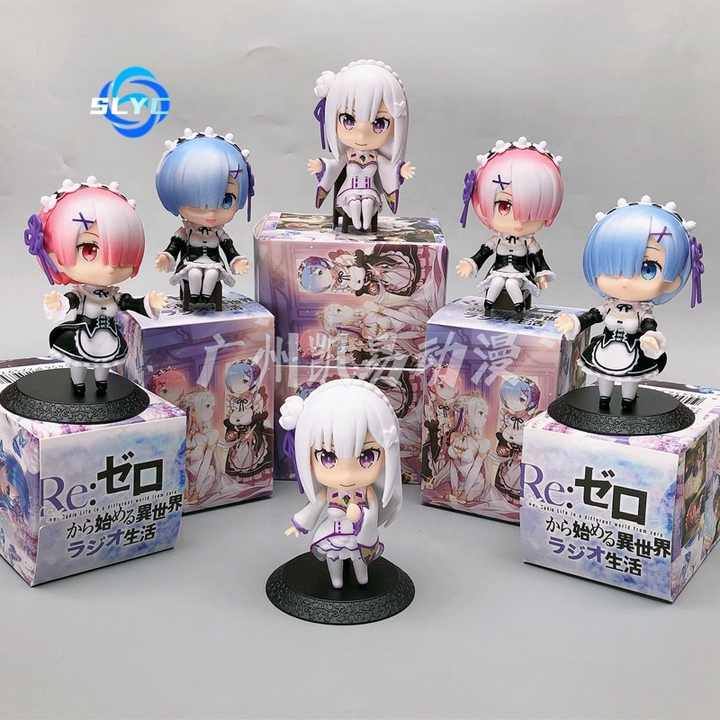 Anime Beautiful Girl Blind Box Q Version Maid Rem Ram Emilia Figure ...