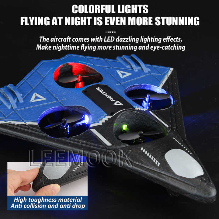 360 Flip Foam Helicopter RC Plane Fighter Jet with Light 2.4G EPP Stunt ...