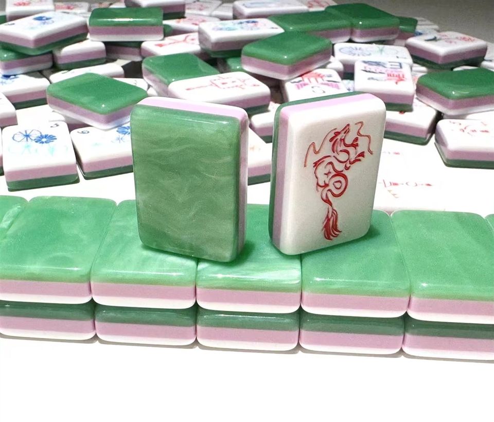 Cute American-Style Mahjong Unique Design Marble Green Acrylic Tiles ...