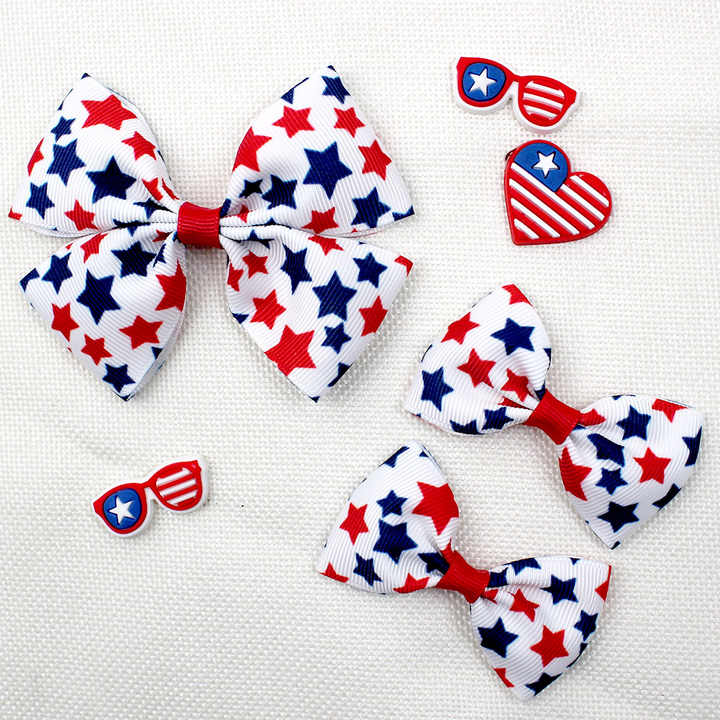4th of July American Flag Cute Hair Bows Set for Kids