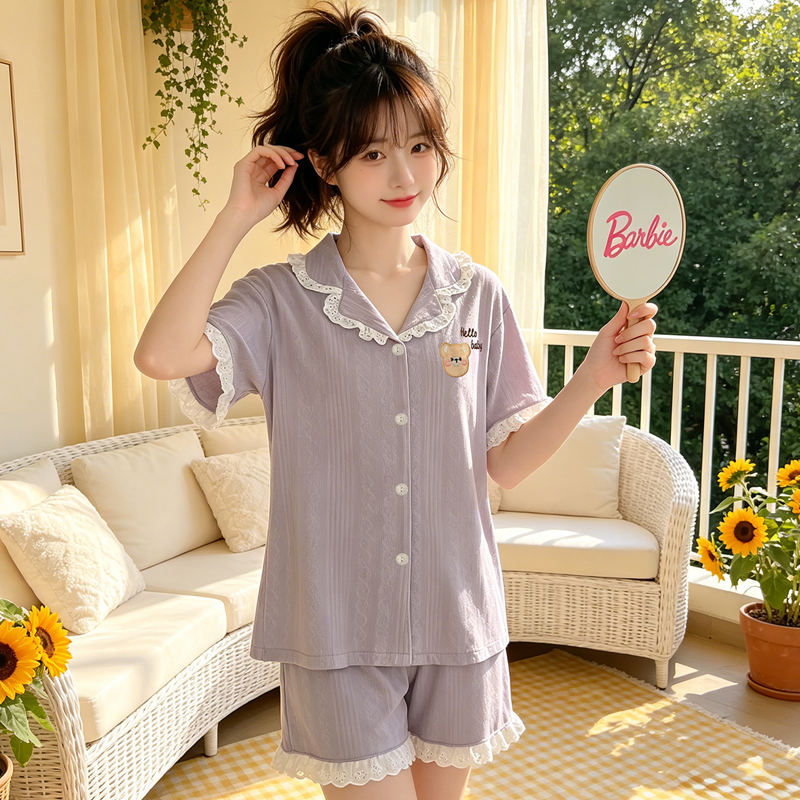Gentle Breeze Summer Women's Sleepwear: Short-sleeve Top And Shorts For ...