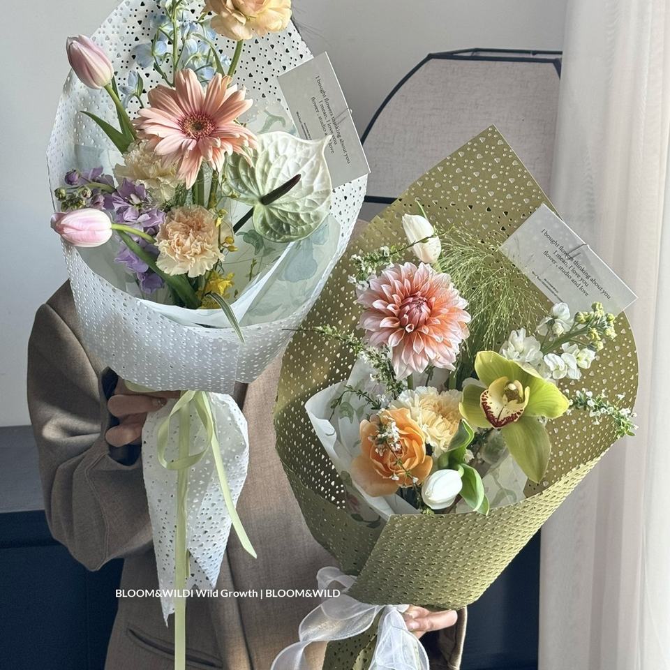 Heart-Shaped Hollow Flower Bouquet Gift Wrapping Packaging Paper ...