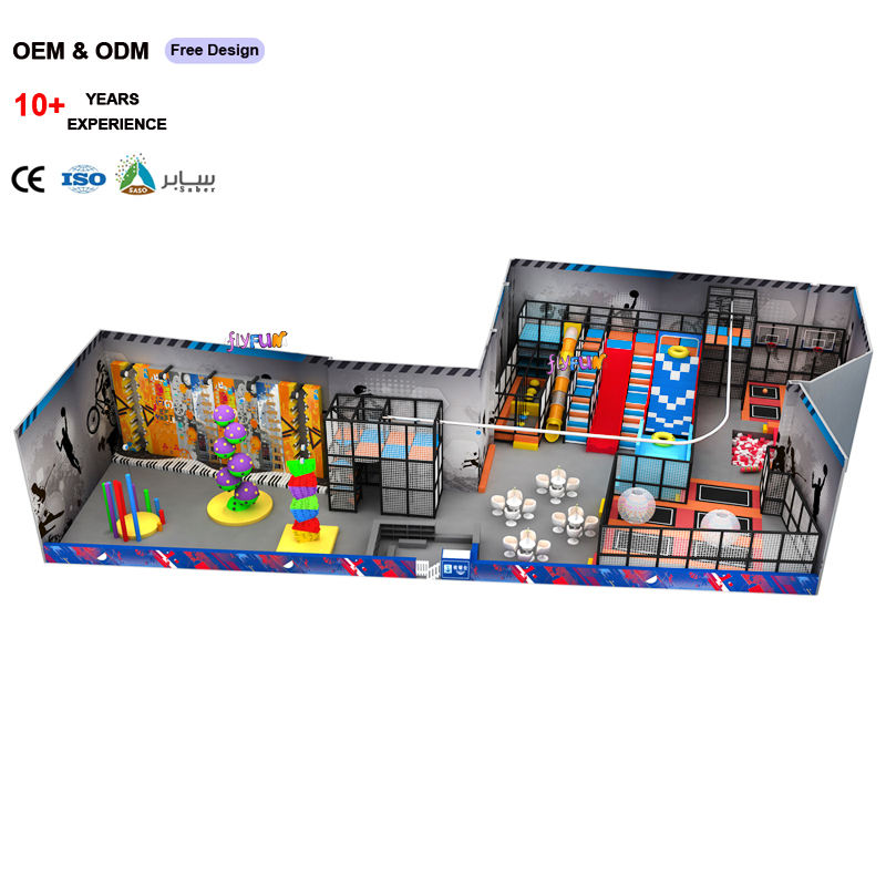 Custom Adult Trampoline Park Adventure Zone with Climbing Wall Zip Line ...