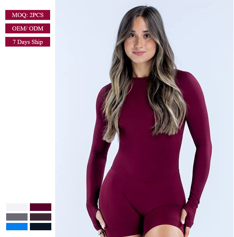 Wholesale Custom Seamless Nylon Romper Women Backless Long Sleeve ...