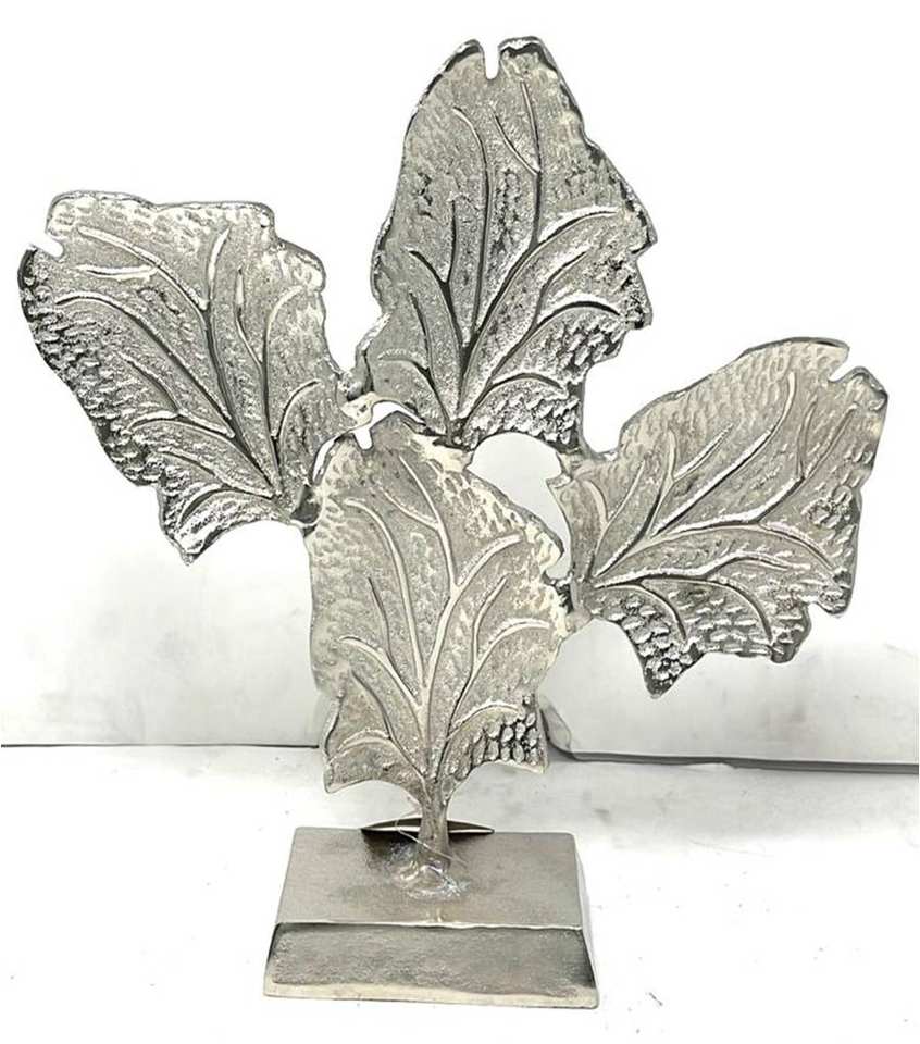 Luxury Metal Leaf Tabletop Sculpture Silver Fern Frond Statue Modern ...