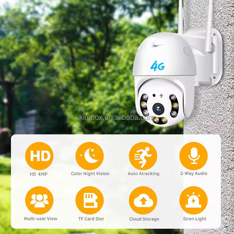 4G LTE PTZ Camera 4MP Outdoor Waterproof IP Camera SIM Card Wireless ...