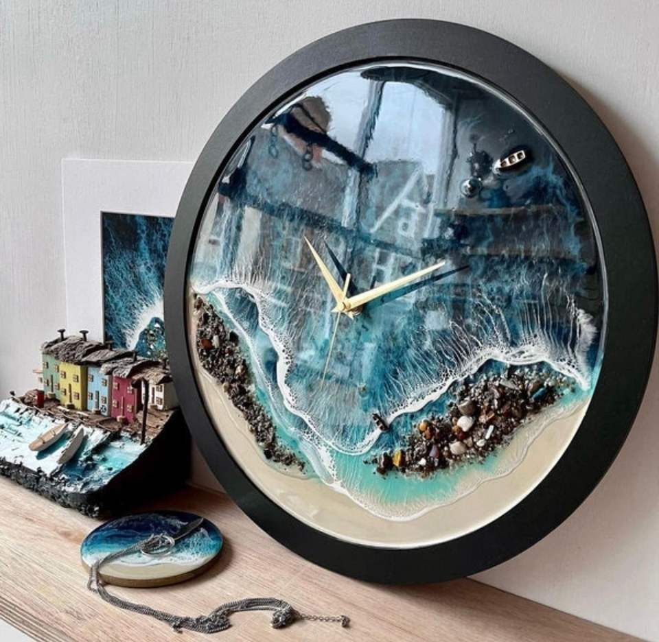 Epoxy Resin Casting Resin Statue Ocean Wave Abstract Battery Operated ...
