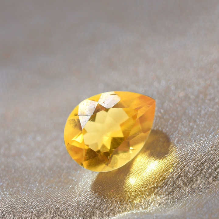 Lab Created Citrine Faceted Pear Lab Grown Gemstone Faceted Stones for ...
