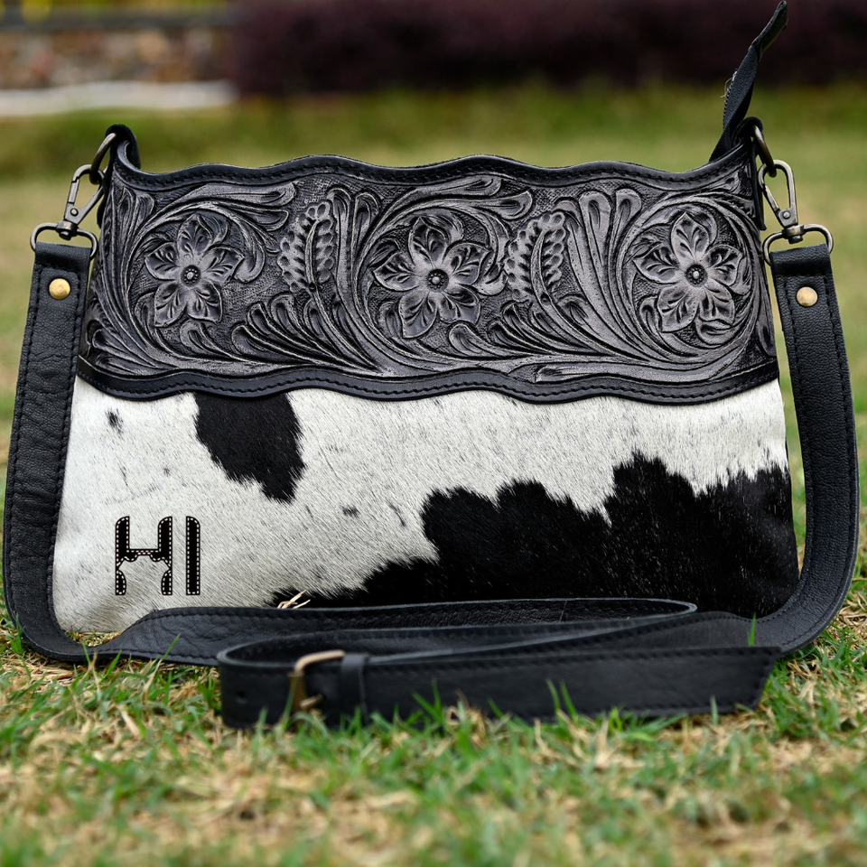 Western Bohemian Cowhide Leather Crossbody Bag Hair-On Hide Adjustable ...
