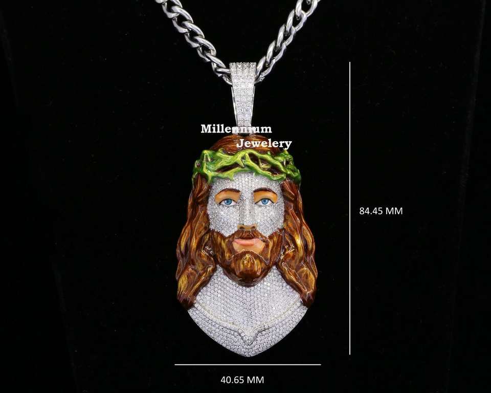 D'VINS JEWELS Top Selling Lab Grown Diamond Excellent Cut Jesus Pendant ...
