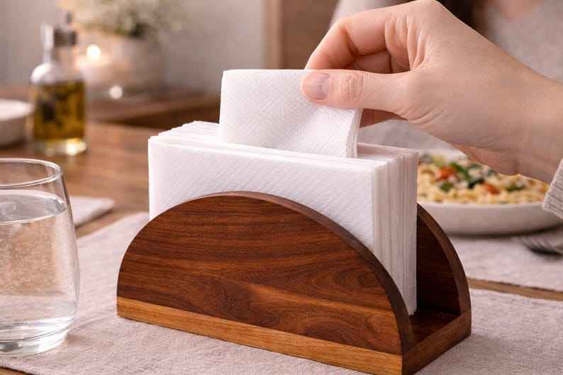 Premium Handmade Wooden Napkin Holder for Dining Table Kitchen Counter ...