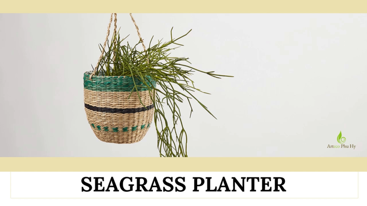 Colorblocked Grey Tone Handwoven Rustic Seagrass Pots for Plants Large ...