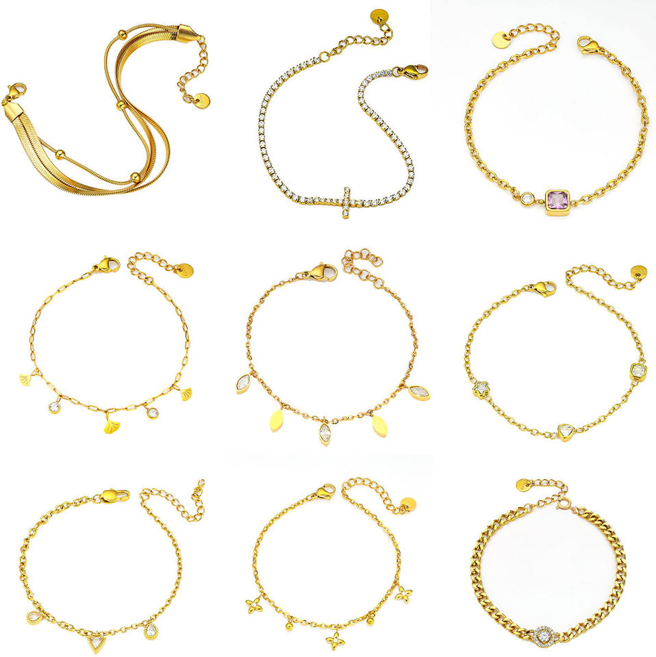 Custom Link Chain Bracelet Blank Stainless Steel Bracelet Jewelry Gold ...