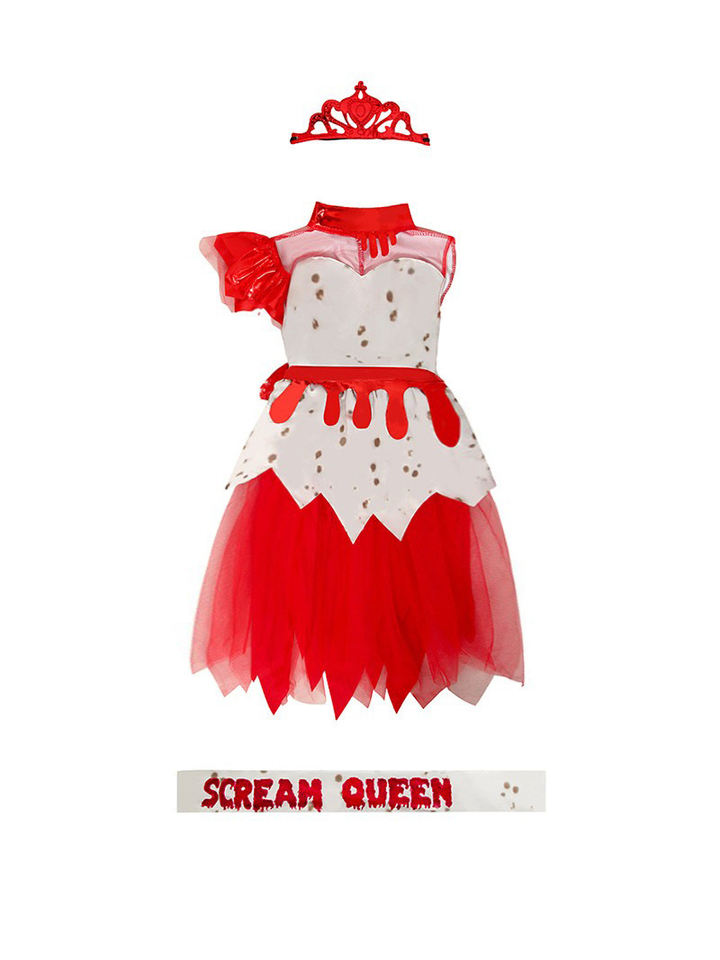 Baige Kids Evil Queen Costume Horror Gothic Cosplay Outfit Halloween ...