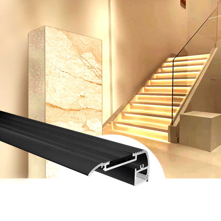 K86 Black Anodized Staircase LED Nosing Profiles Aluminium Extrusion ...