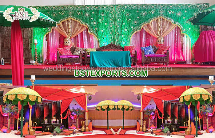 Arabian Stage Backdrops for Mehndi Function Pakistani Themed Henna ...