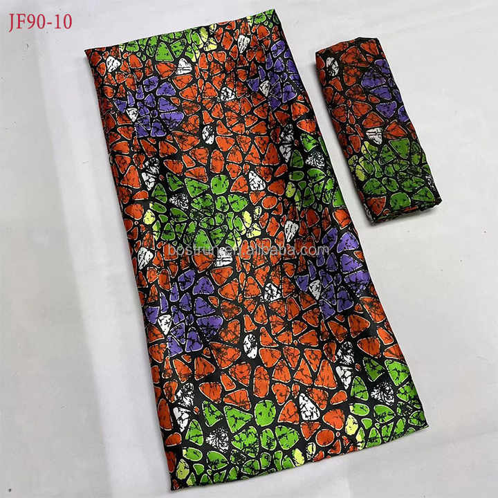 JF90 African Silk Satin Fabric Fashion 4yards African Silk Print Satin ...