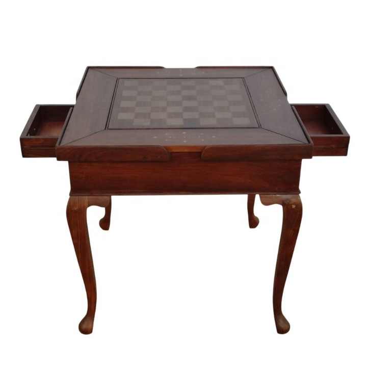 Antique Game Table - Classic Chess Table with Gold Paint