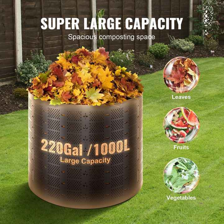 220-Gallon Expandable Outdoor Composter Easy Setup Large Capacity Bin ...