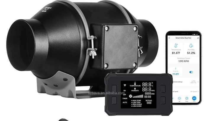 2024 BAVA 8 Inch Inline Duct Fan 830 CFM Smart APP Controller