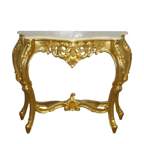 Golden Wooden Hall Table - Antique Reproduction Console
