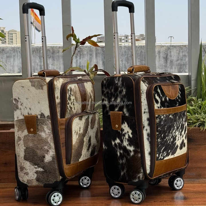 Best Cowhide Leather Suitcases Travelling Bags Large Suitcase With ...