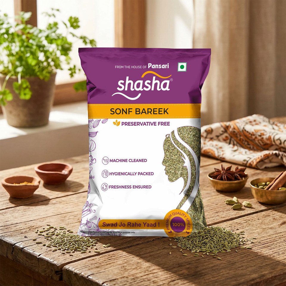 Shasha Premium Bareek Sonf (Fennel Seeds) 100g Fresh & Aromatic Indian ...
