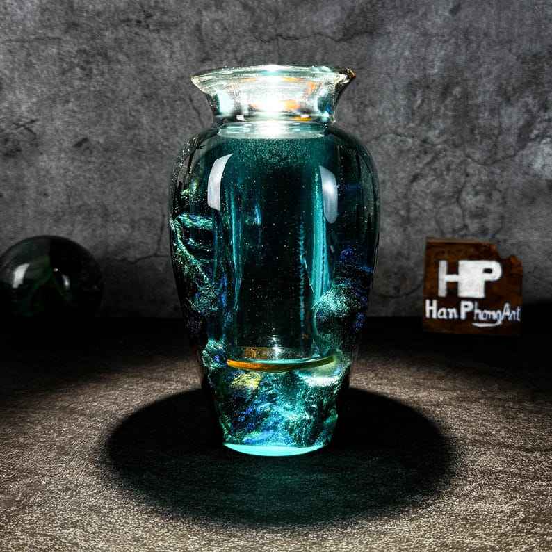 Handmade Epoxy Resin Flower Vase: Modern Rustic Wood Decor Blue ...