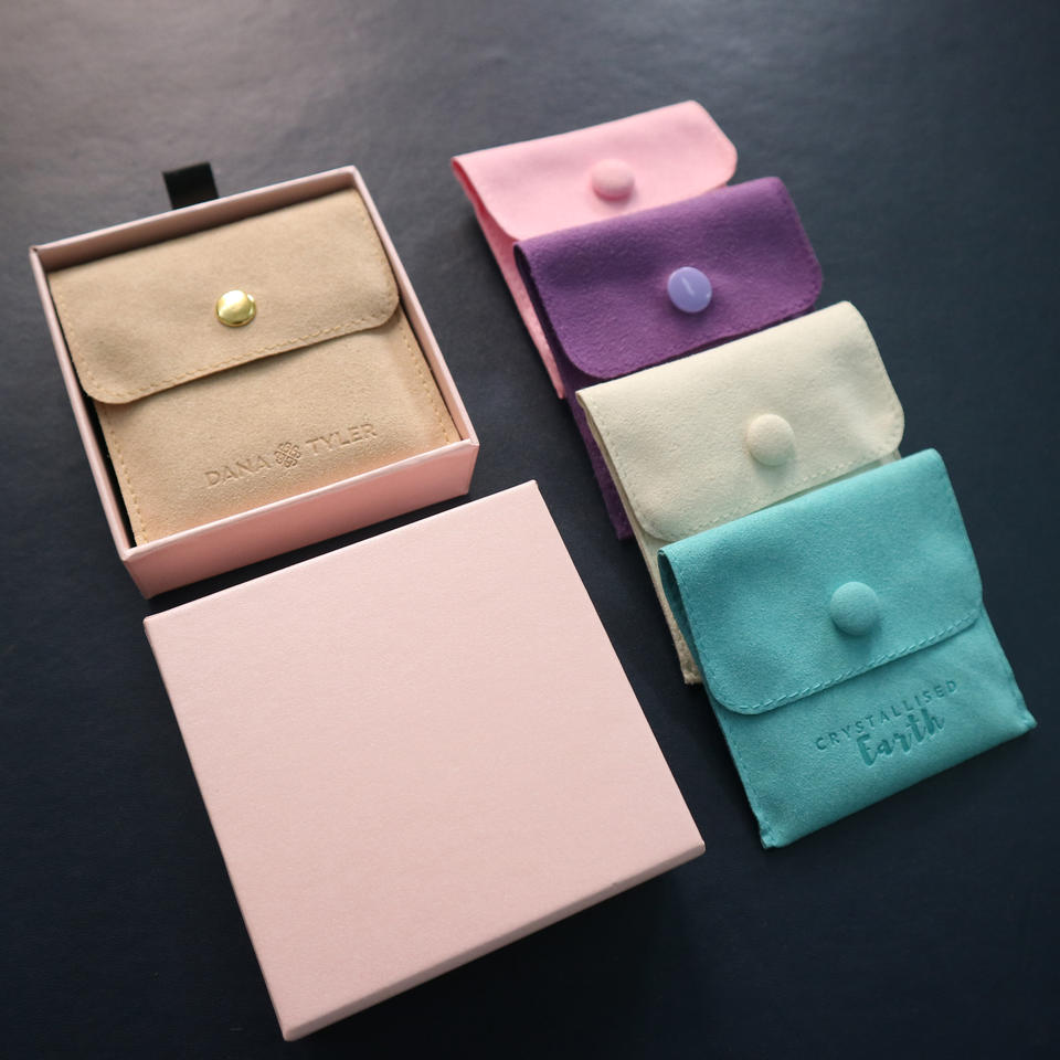 Microfiber Jewelry Pouch Snap Button Square 8x8cm Portable Protective ...