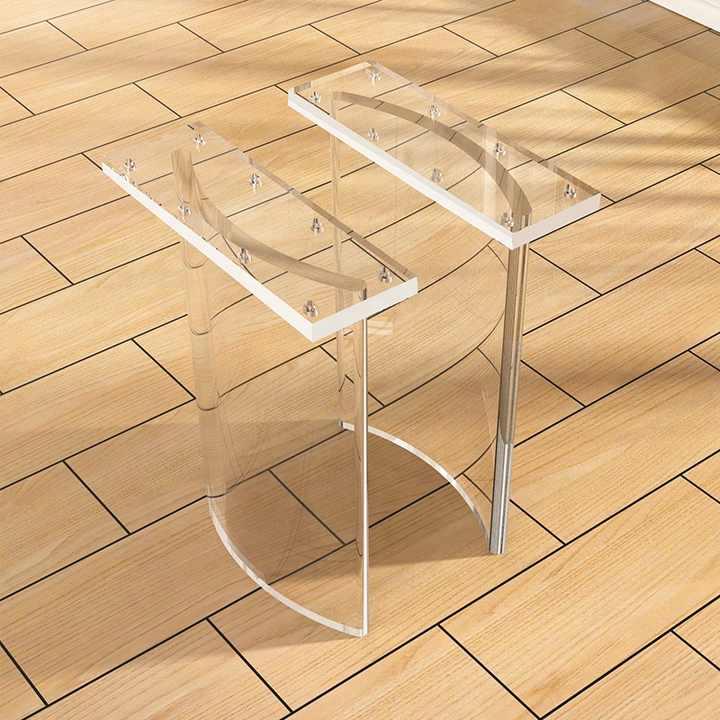Transparent Curved Acrylic Table Legs - Modern & Stylish