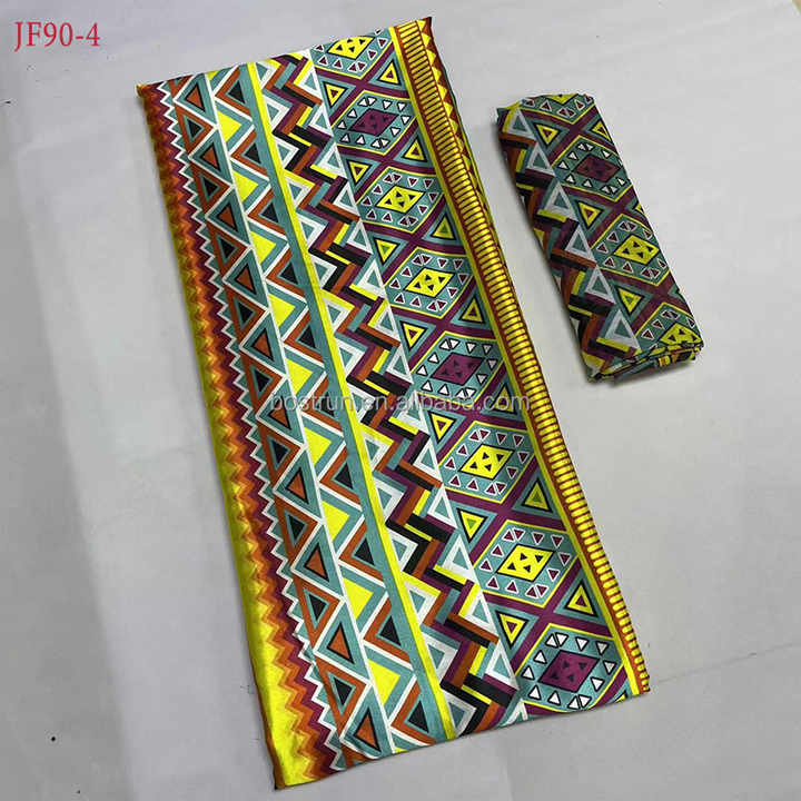 JF90 African Silk Satin Fabric Fashion 4yards African Silk Print Satin ...