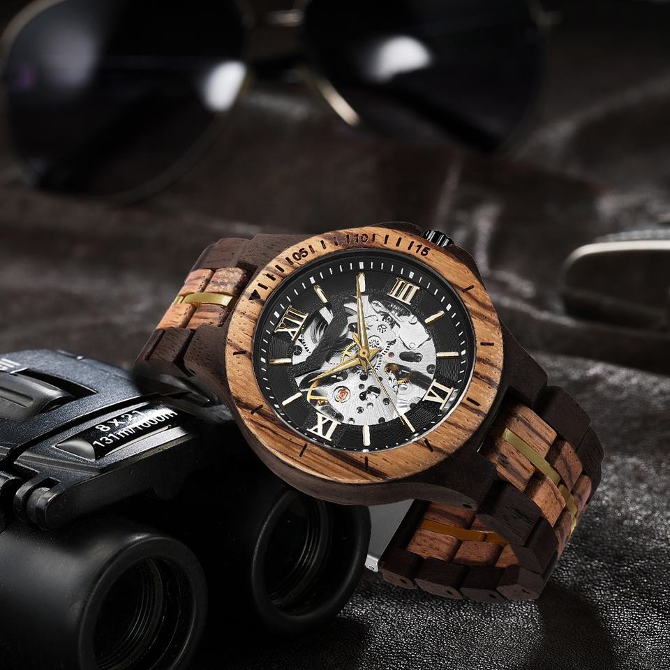Luxury Men's Watches - Wood Mechanical Wristwatch Gift