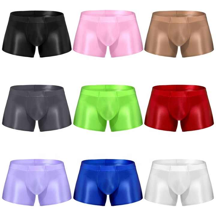 Mens Glossy Boxer Briefs Board Shorts Swim Trunks Underwear Underpants ...