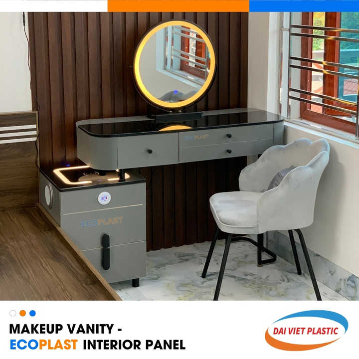 White Makeup Vanity PVC Interior Panel - Minimalism Style