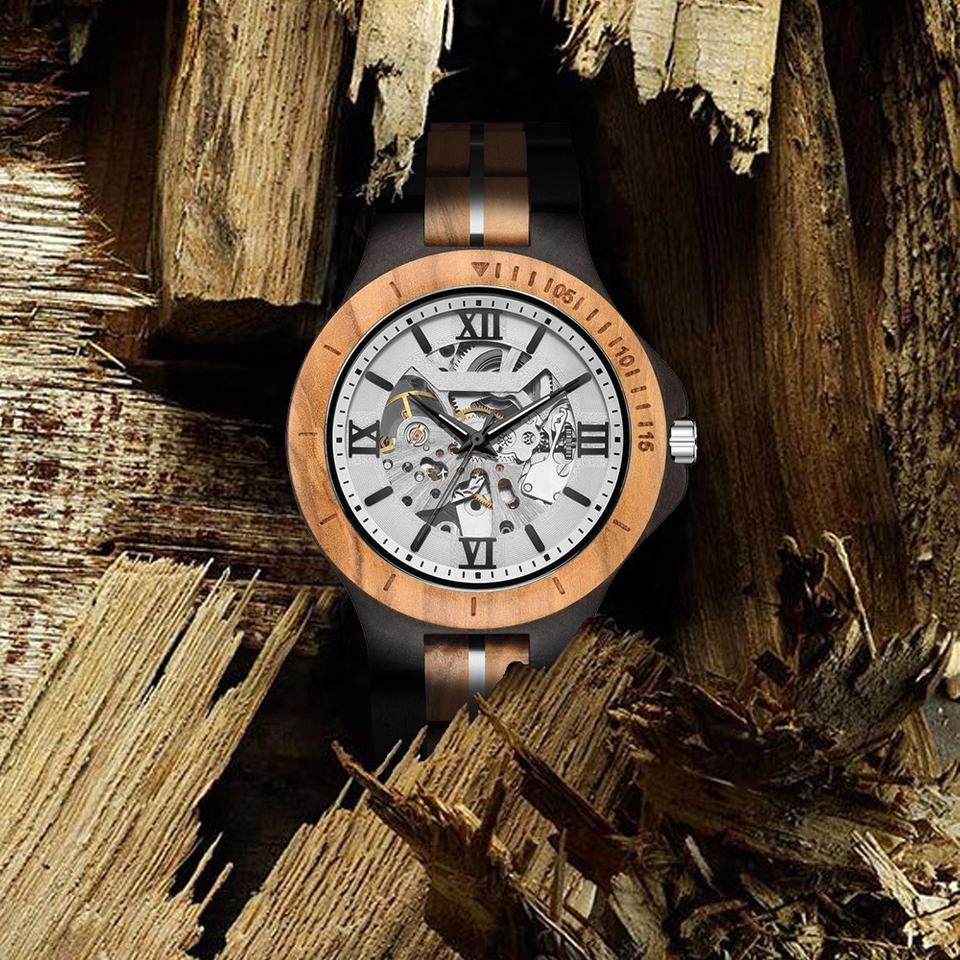 Luxury Men's Watches - Wood Mechanical Wristwatch Gift